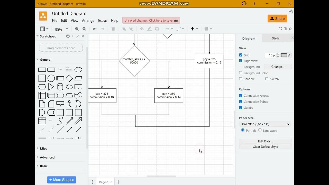 Efficiently drawing converging lines | C++ Flowchart | draw.io - YouTube