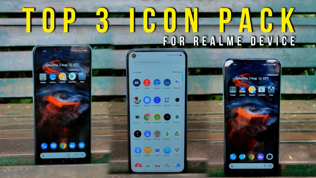 Top 3 ICON PACKS for ALL REALME Devices🔥 | Realme X,XT, X3, 3Pro, 5 ...