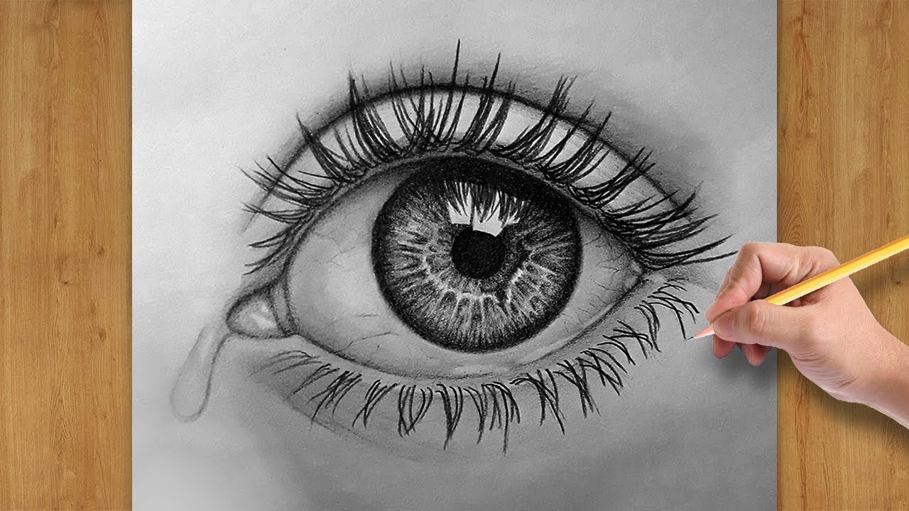 How to Draw a Realistic Eye With Teardrop - Pencil Drawing ( Timelapse ...