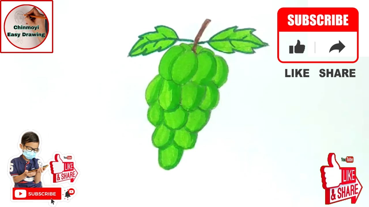 How to Draw Grape 🍇 || Grapefruit Drawing Easy || How to Draw ...