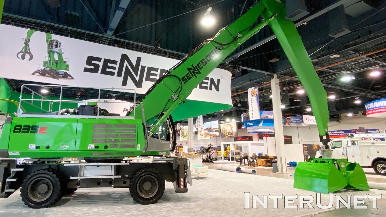 Sennebogen 835E material handling machine on rubber tires platform ...