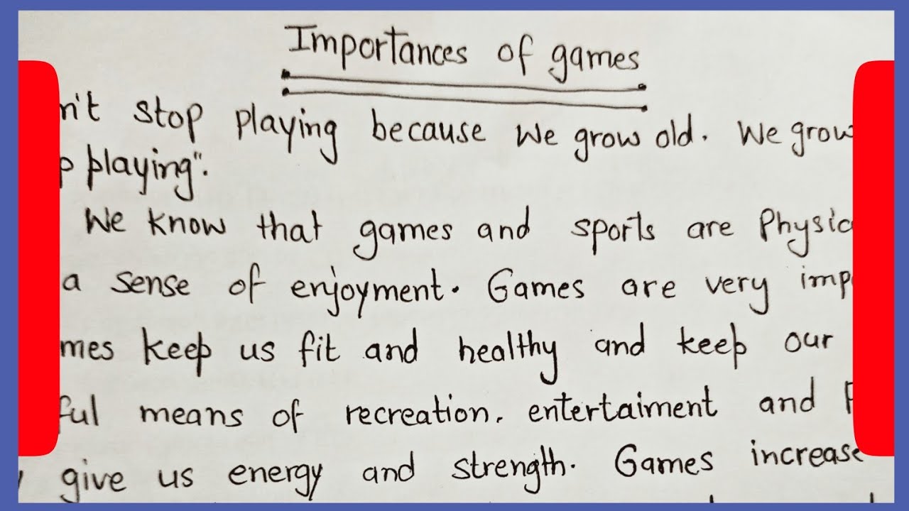 Importance Of Games||100 Words Essay||English||@CBSEEDUCATE - YouTube