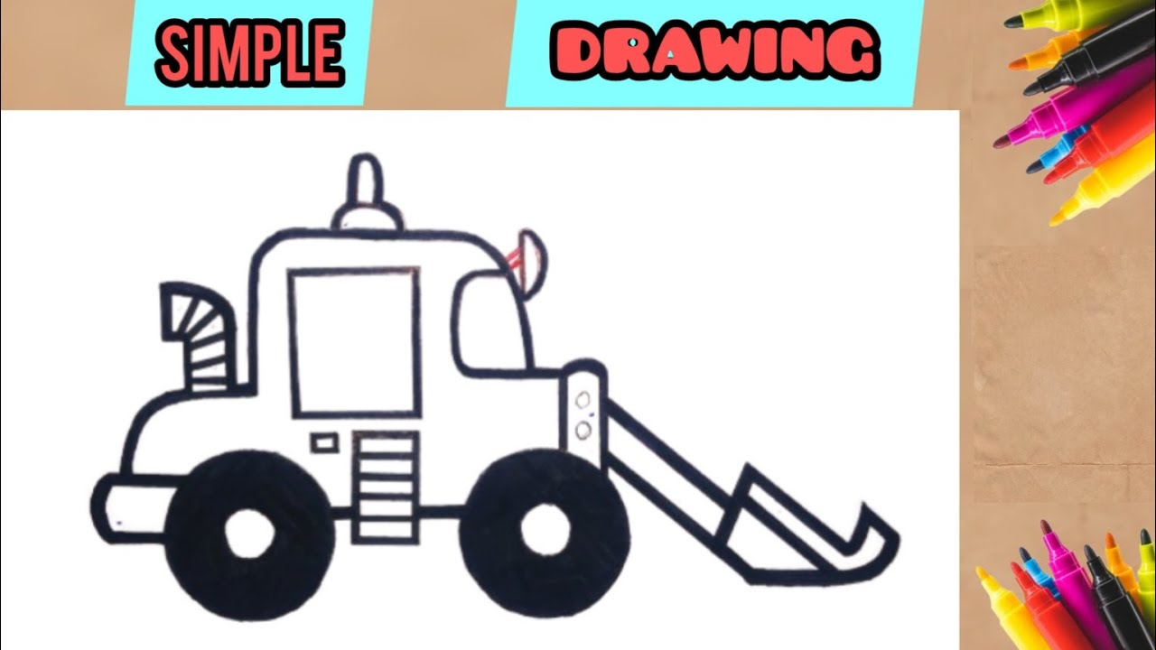 How to draw a BULLDOZER step by step || simple drawing for beginners ...