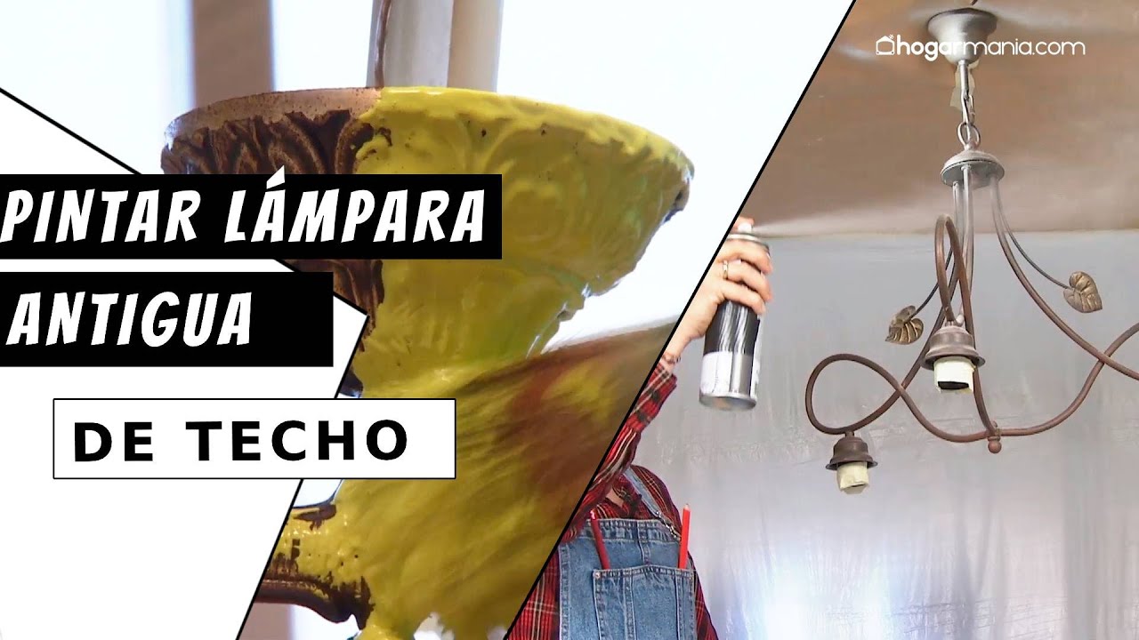 Pintar LÁMPARA ANTIGUA de techo // Renovar lámparas con Hogarmania ...