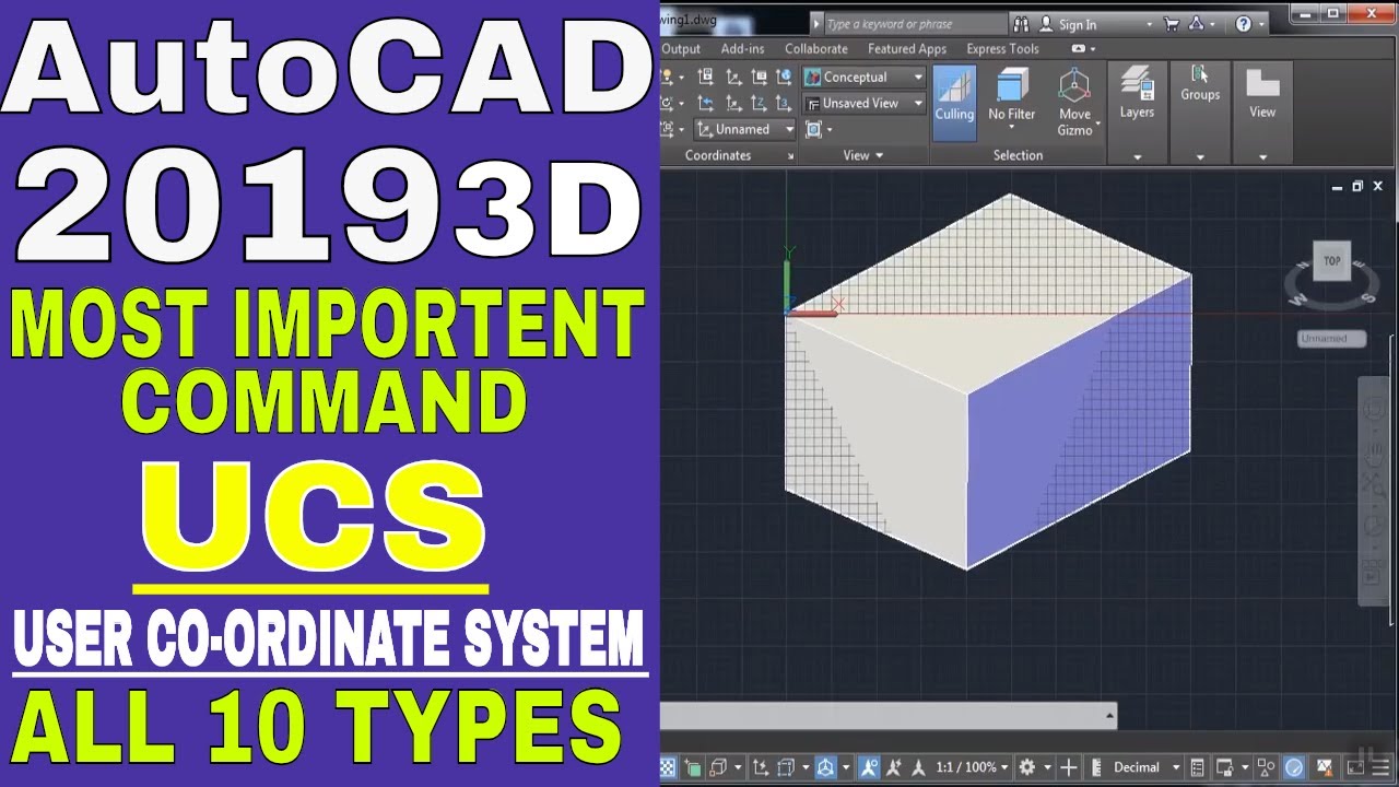 How To Use UCS In AutoCAD 2019 3D | User Co-ordinate System | AUTOCAD ...