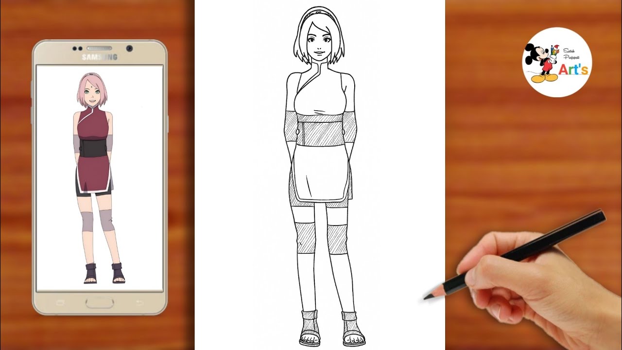 How to Draw Sakura Haruno Full Body || Easy Naruto Drawing Step by Step ...