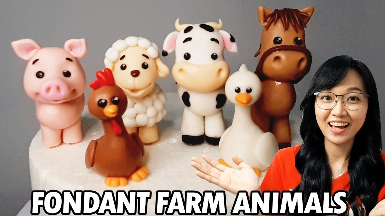Farm Cake Toppers | Fondant Farm Animals | Farm Cake | Fondant Cow ...