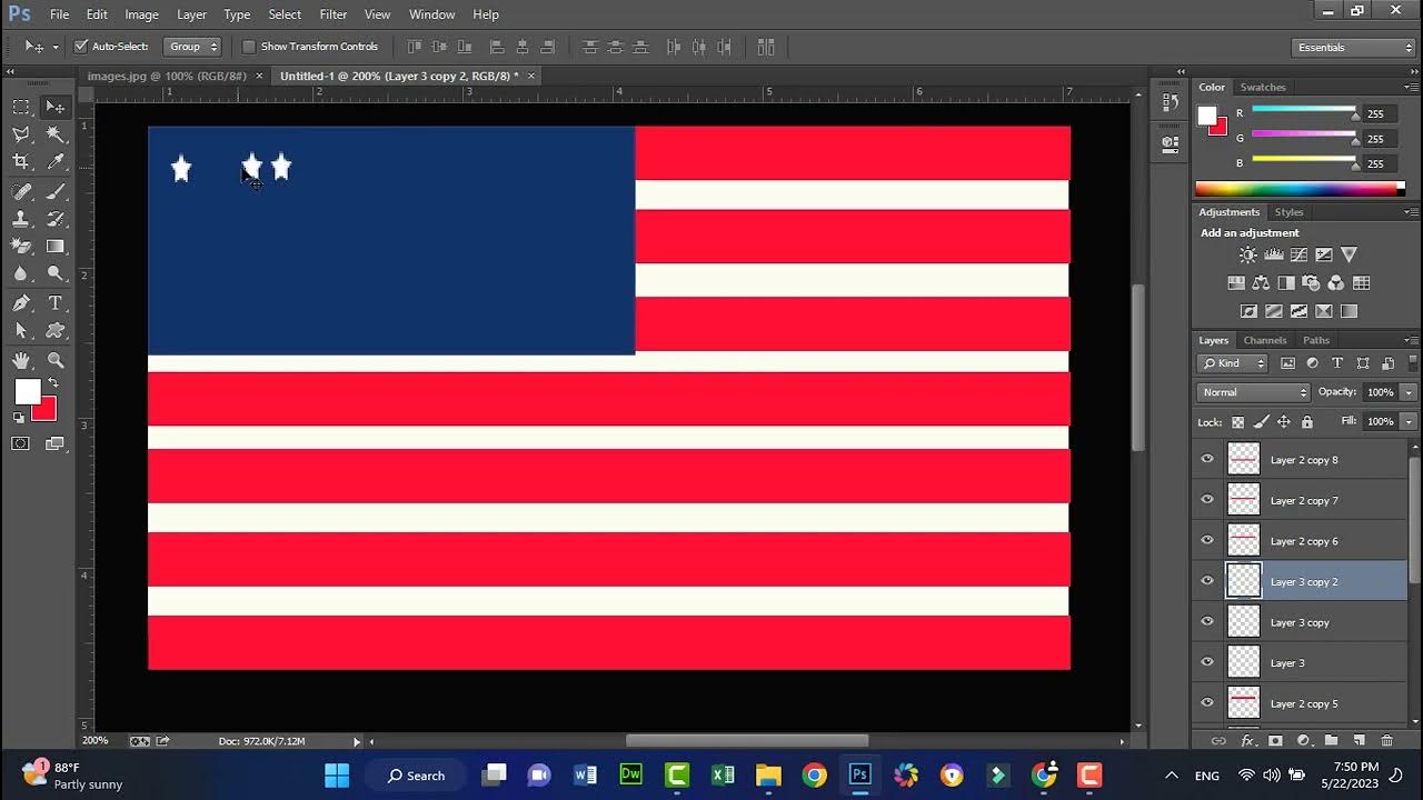 How to make American flag in Photoshop cc | Easy and Simple method ...