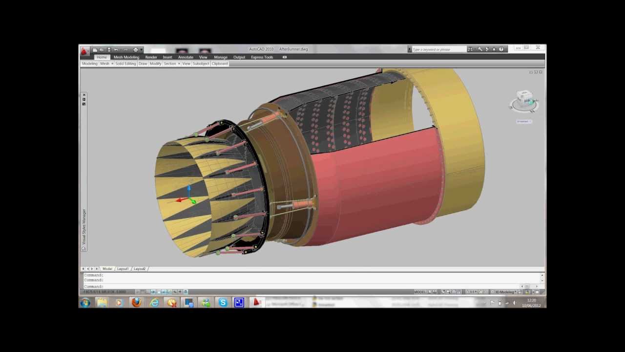 AutoCAD model of a Jet Engine After Burnner - YouTube