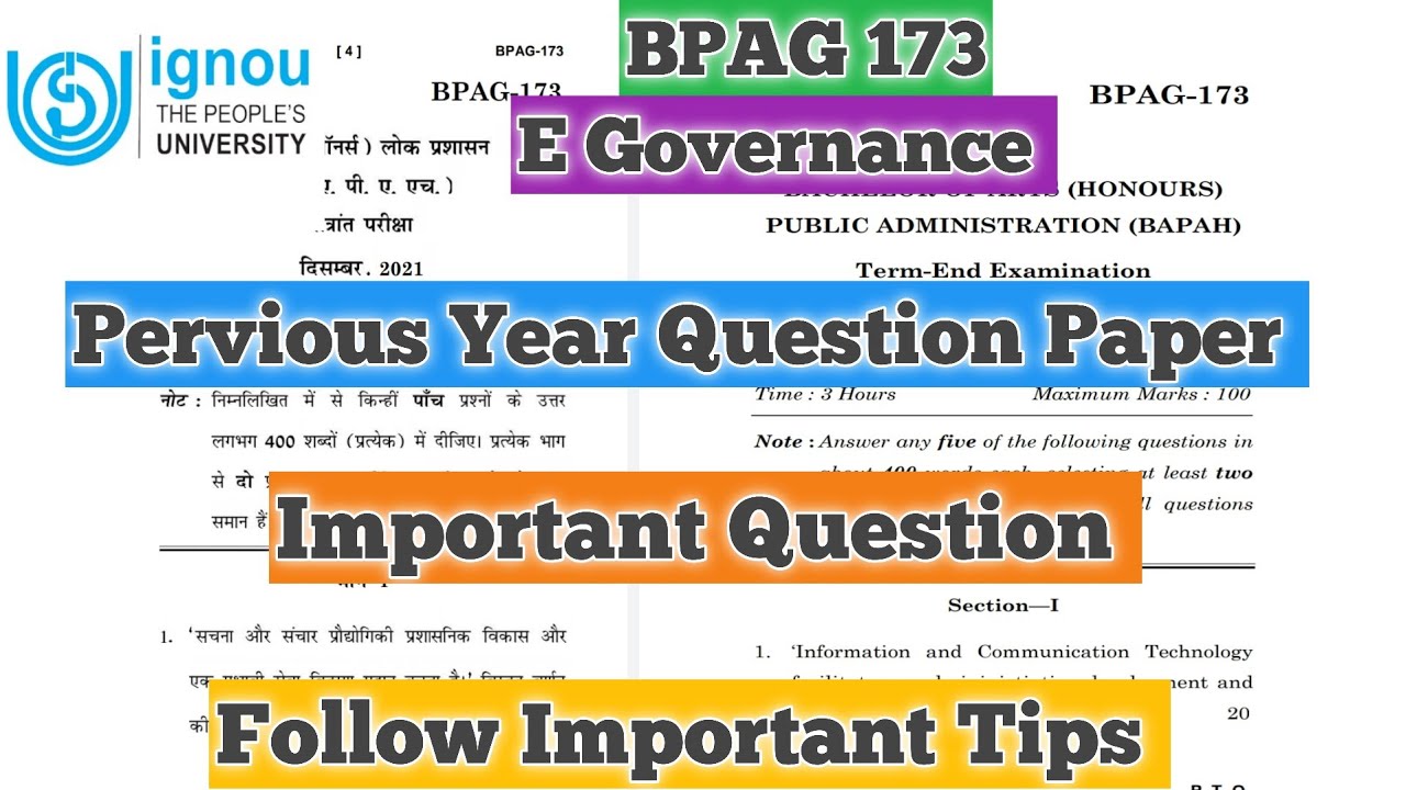 BPAG 173 Pervious Year Question BPAG 173 Important Question Paper BPAG ...