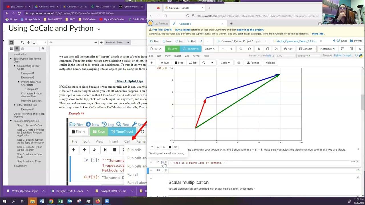 Python in a Jupyter Notebook in CoCalc, Things to Know - YouTube