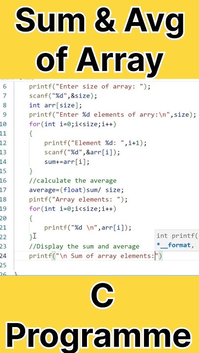 Sum And Average Of Array Coding Array Cprogramming Programming Tech Youtube