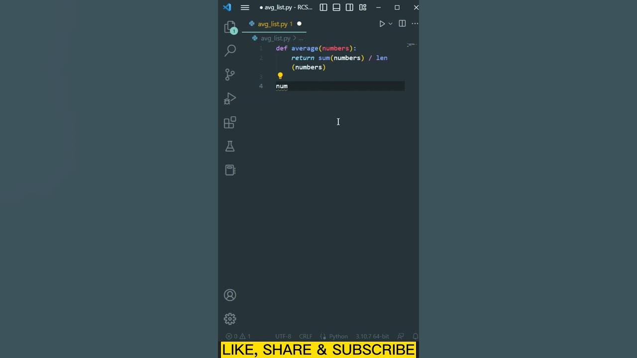 Calculate Average Of List By Using Python shorts shortsvideo python calculate-average-of-list-by-using-python-shorts-shortsvideo-python