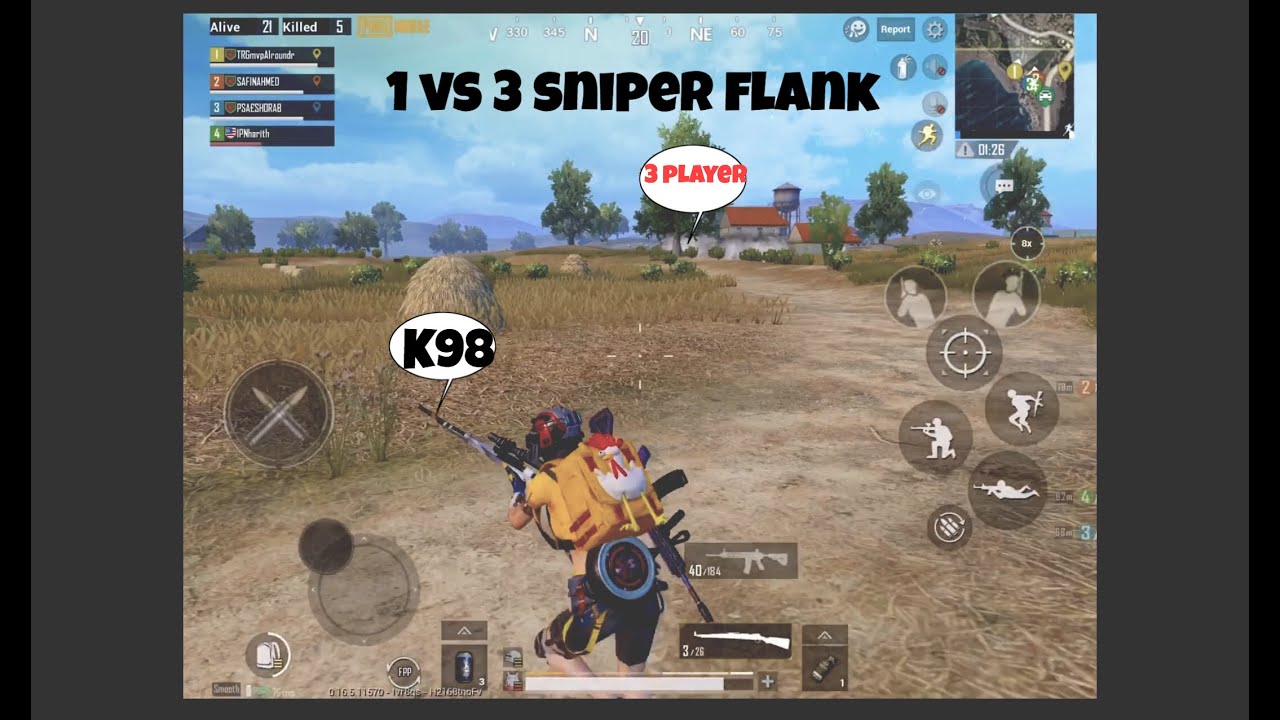 1 vs 3 sniper flank | squad gameplay | chicken dinner - YouTube