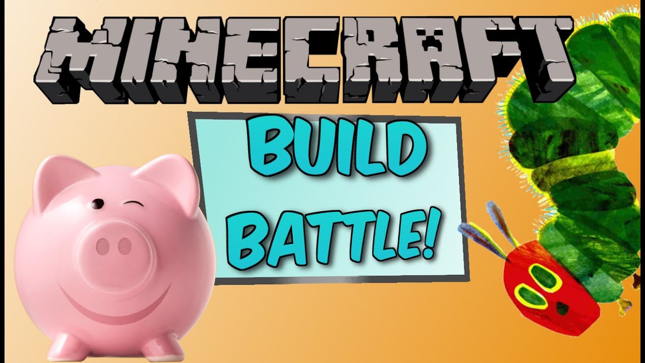 Minecraft Build Battle: Piggy Bank & Caterpillar - YouTube