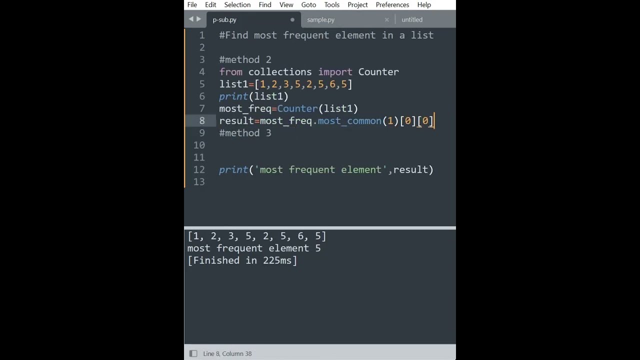 Python Most Frequent Element In A List shorts short shortvideo YouTube Python Most Frequent Element In A List shorts short shortvideo YouTube