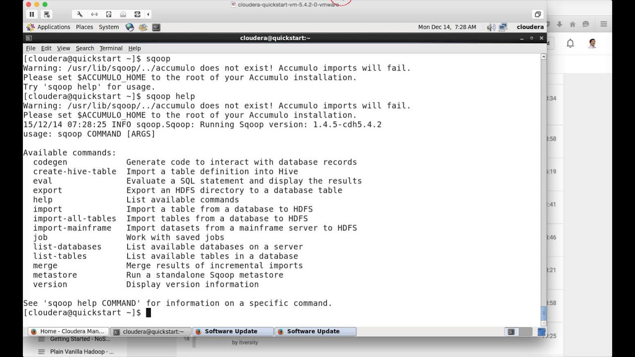 Hadoop Certification Sqoop Commands List And Eval Youtube