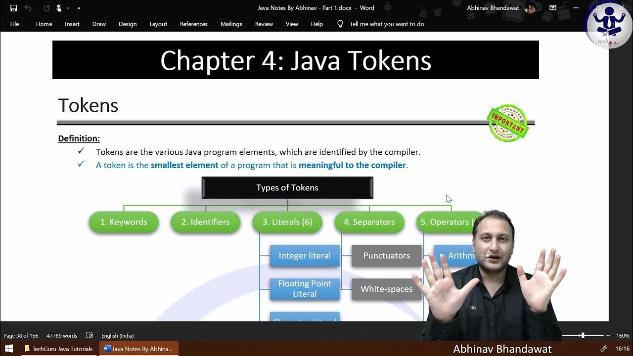 JNP1C4P1 Introduction to Java Tokens | Java Keywords | Abhinav ...