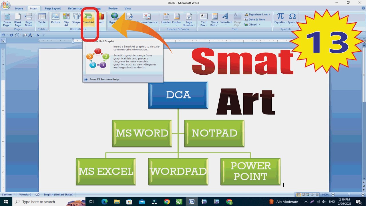 Ms word part 13 || ms word smart explain hindi || ms word smart art tutorial #msword # ...