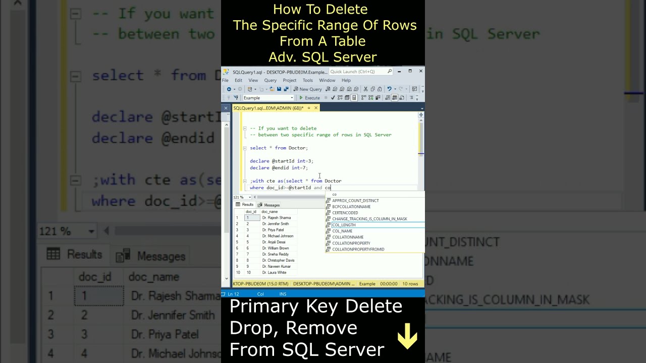 Delete Records Specific Range Of Rows From Table Sql Server Ssms YouTube Delete Records Specific Range Of Rows From Table Sql Server Ssms YouTube