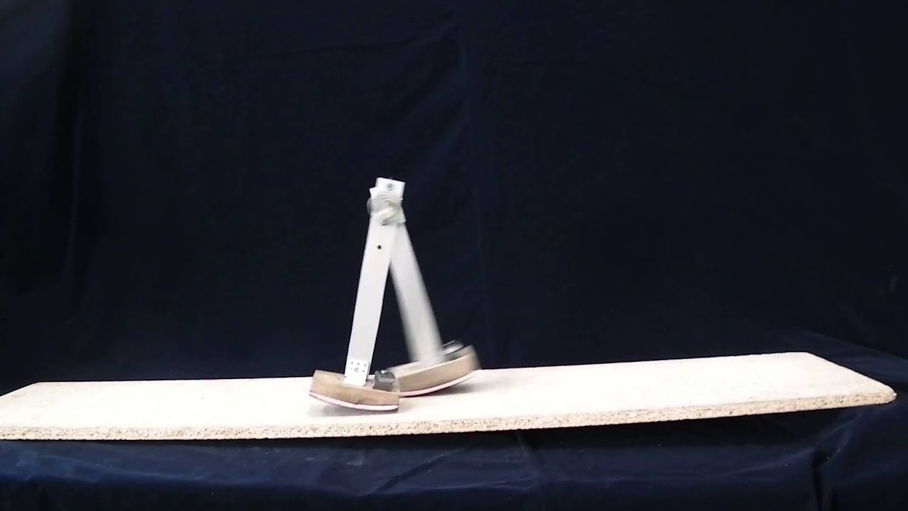 Passive walker with nonlinear hip compliance - YouTube