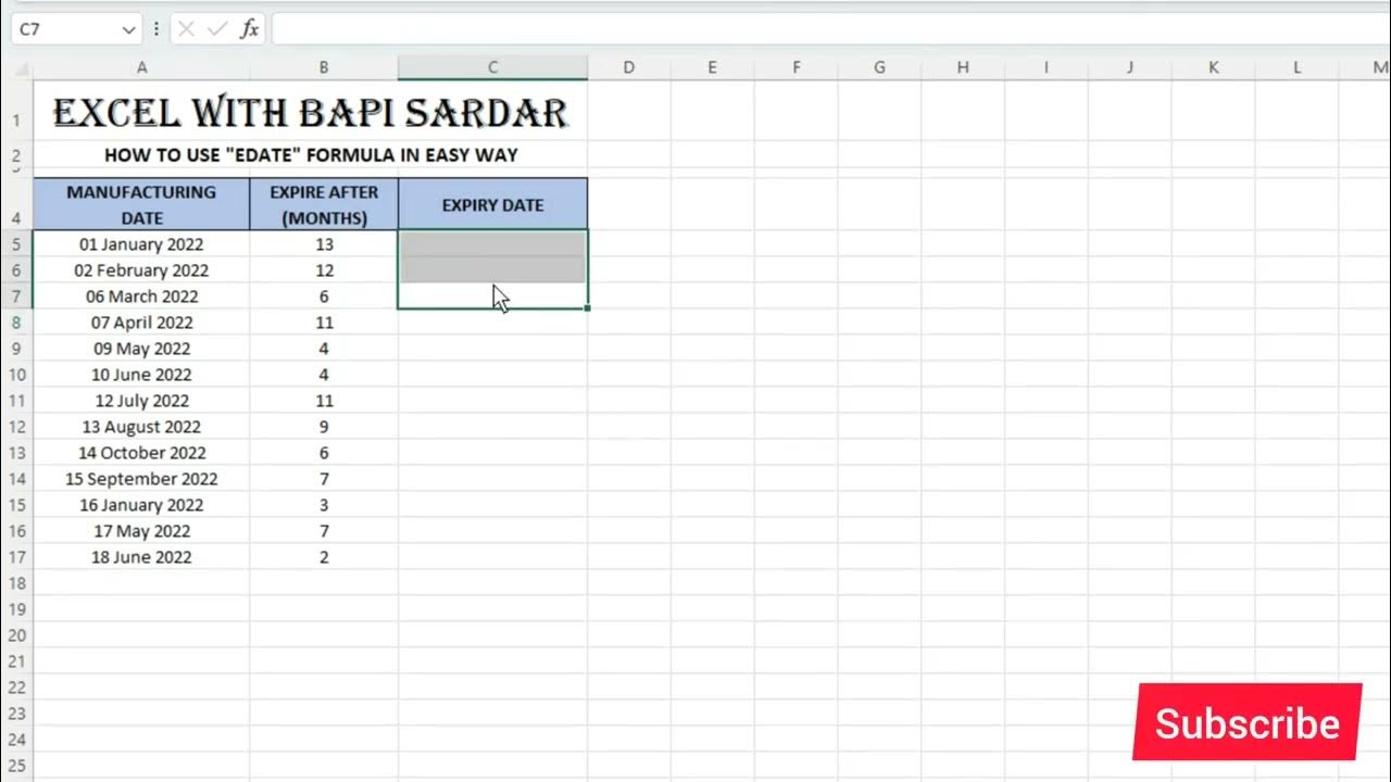 Use EDATE Formula in Ms Excel - Ms Excel tips and tricks - #excelwithbapisardar #bapisardar # ...