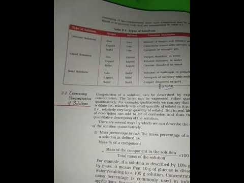 Solution unit 2 class 12 chemistry part 2 - YouTube
