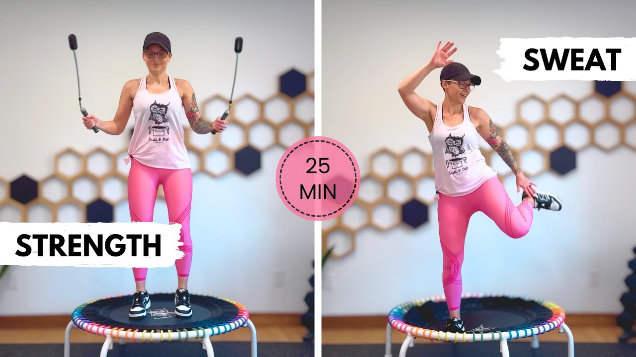 25 Minute Ropeless Jump Rope Rebounder Workout | 3×3 Interval Cardio ...