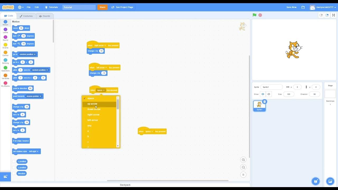 How to make Scratch Movement up, down, left , right - YouTube