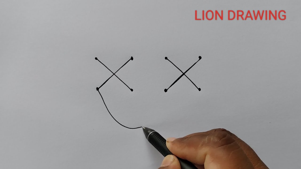 How To Draw Lion With 2x4 Dots | Lion Drawing Art | Lion Face Drawing ...