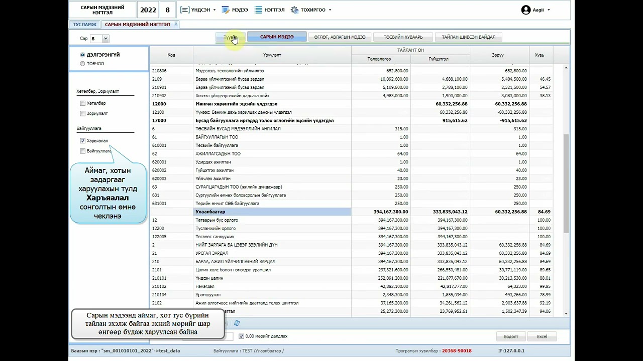 Dynamic Accounting 1.0 - Нэгтгэсэн дэлгэрэнгүй тайлан бодуулах үед аймаг, хотоор түүвэрлэх - YouTube