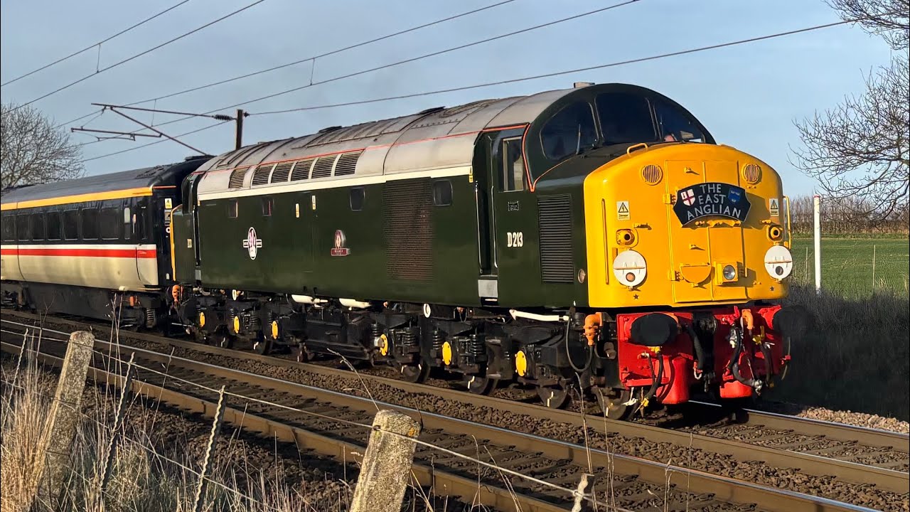 Class 40 D213 'Andania’ WHISTLES + ROARS Through Suffolk On 'The East ...