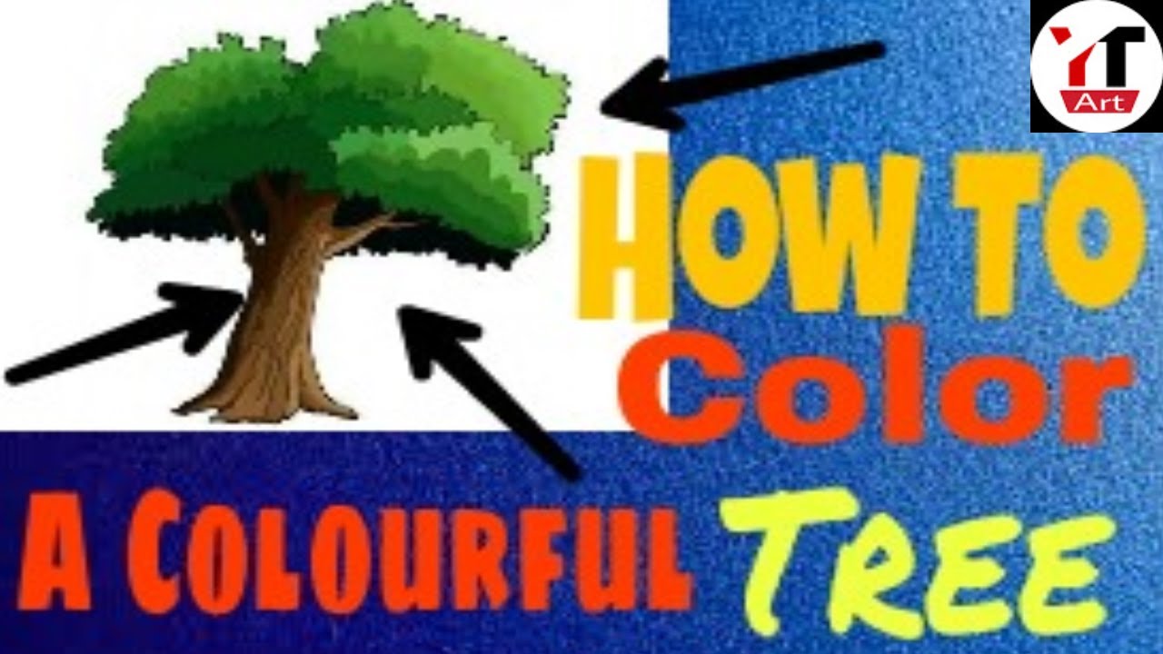 How To Colour A Tree With Crayons Shading Hindi || Easy color Drawing ...