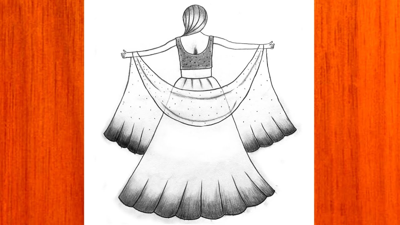 How to draw a girl with lehenga|| Girl drawing || A beautiful girl ...