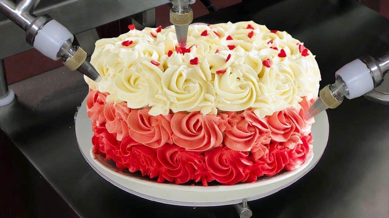 SEE Fast Robotic Automatic CAKE Making Machine | CAKE Decorating ...