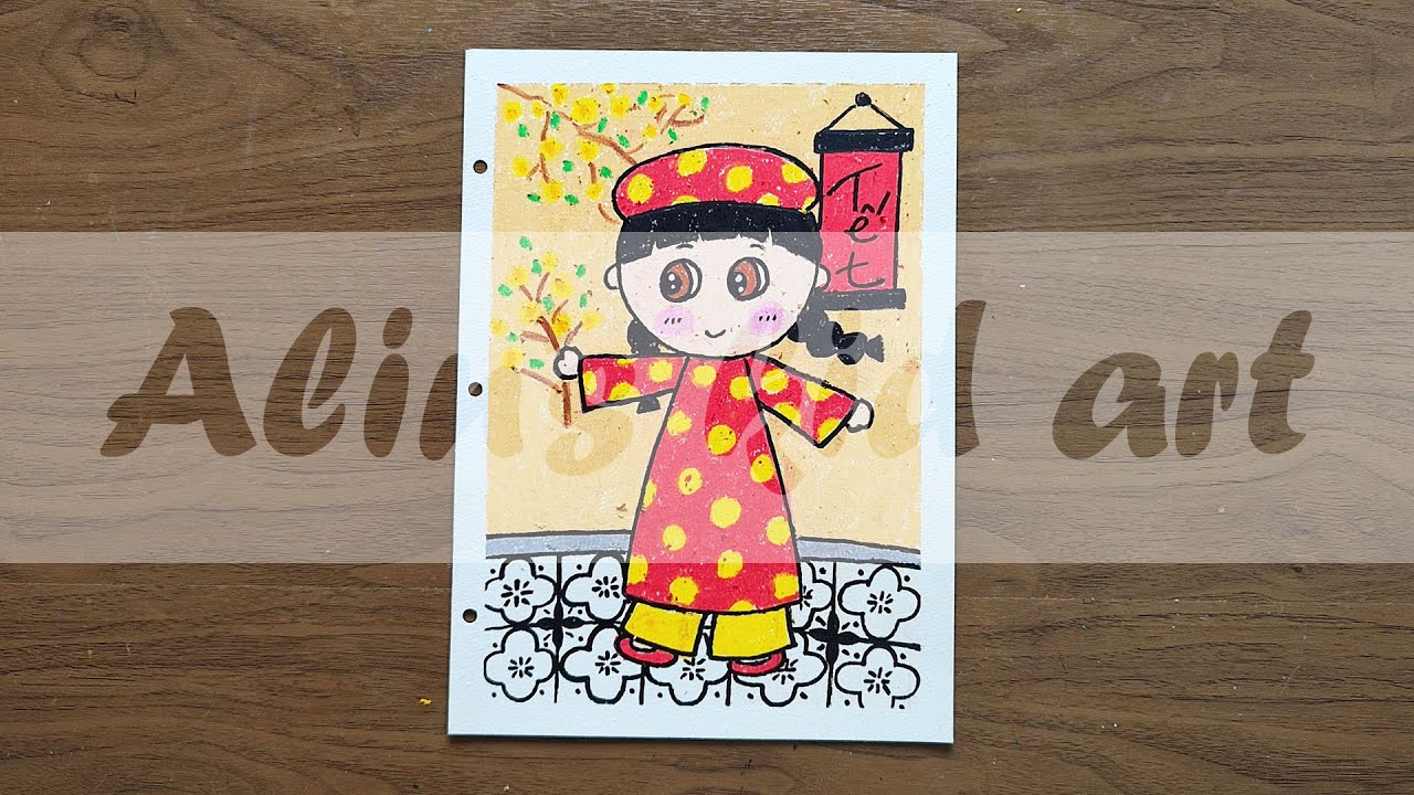🧨🎆 Cách vẽ bé gái mặc áo dài Tết - How to draw a girl celebeating Tet 🎆 ...