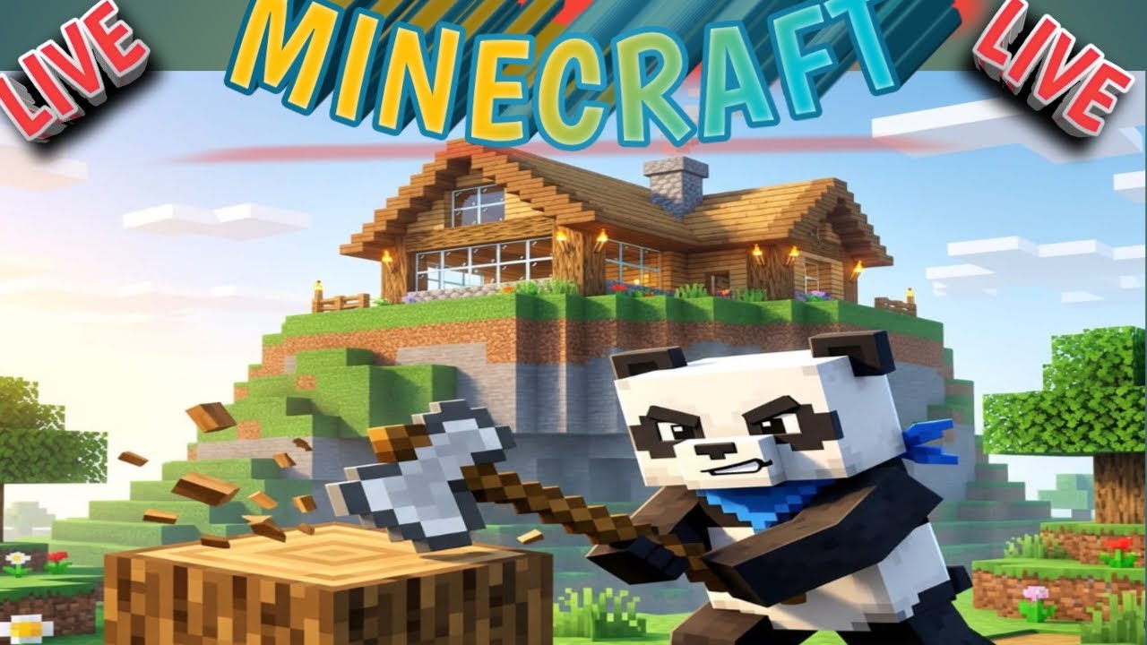 1️⃣ LIVE 🔴 Minecraft Survival | Panda se Wooden House Banayenge 🐼🏠 ...