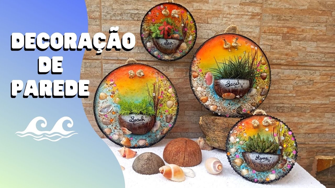 Como fazer uma linda DECORAÇÃO de parede com GESSO e CASCA de COCO SECO ...