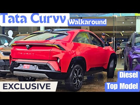Tata Curvv Diesel MT Top Model - Red Color - Walkaround - Exclusive ...