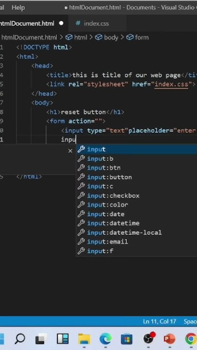 HTML Reset Button l form - YouTube