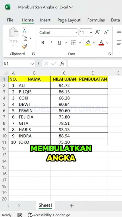 MEMBULATKAN ANGKA DI EXCEL‼️ #belajarexcel #exceltips #excelhacks #tutorialexcel #excel # ...
