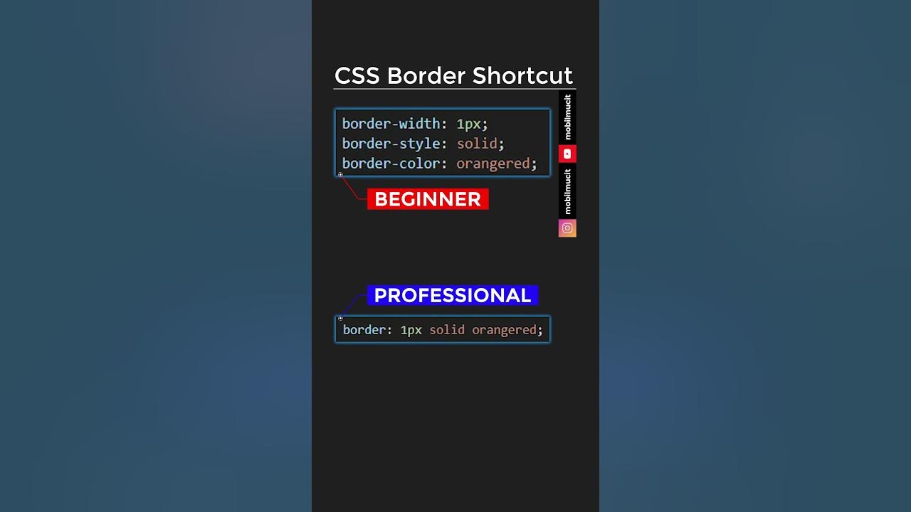 Css Border Shortcut Css Html Css3 Css3html5 Border Shortcuts Youtube