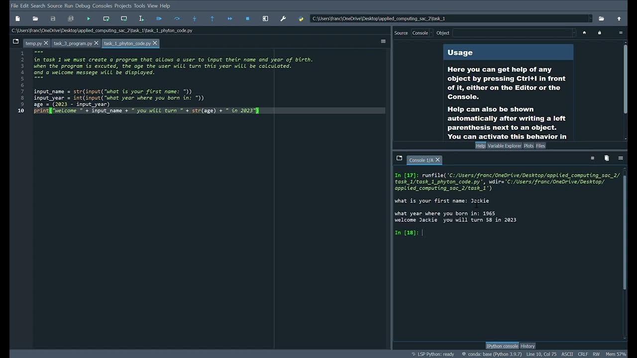 Task 1 video (phyton) - YouTube