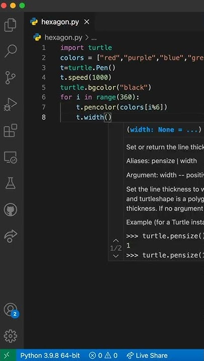 Colorful Hexagon Pattern using turtle python module | #shorts #turtle - YouTube