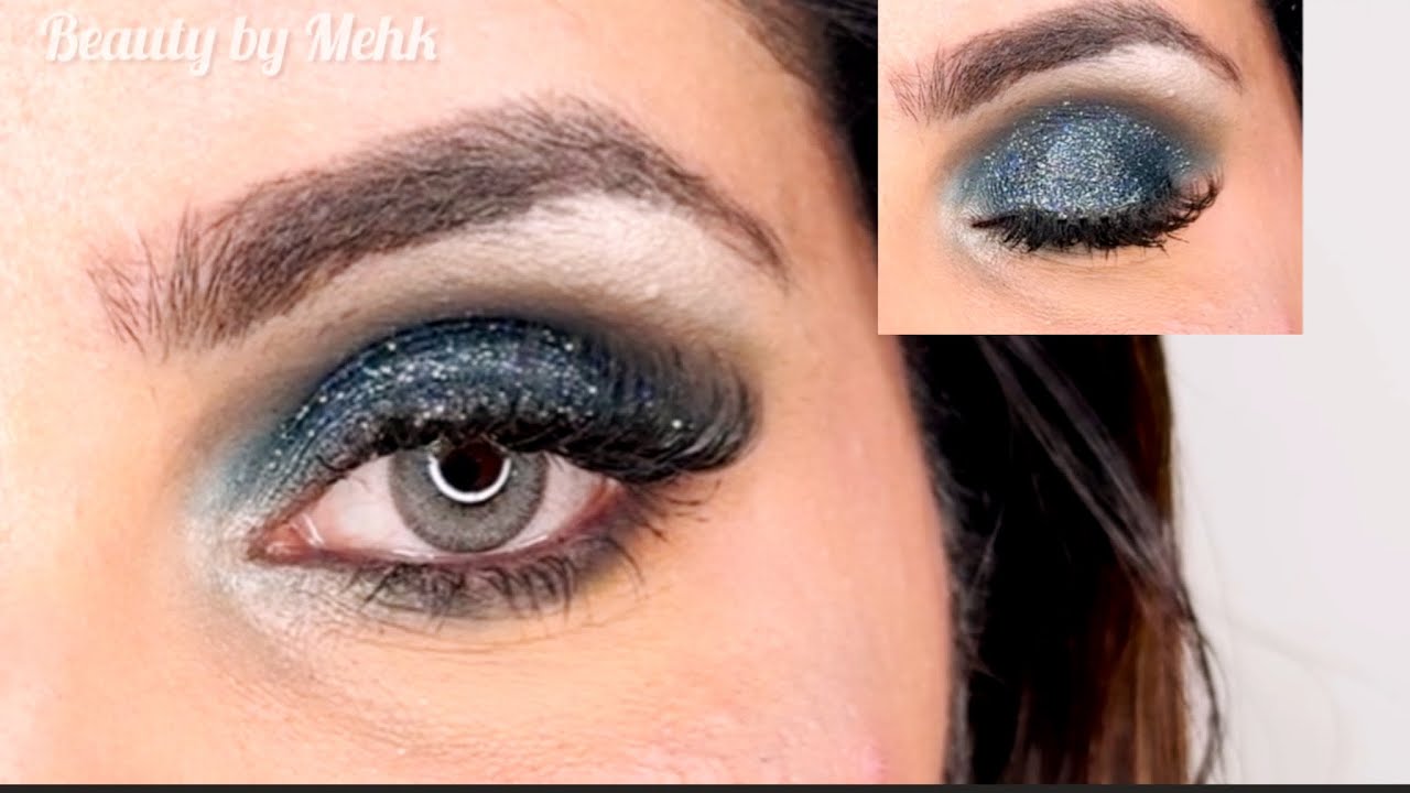 5 Minute Blue Brown Smokey Eyelook with Pop of Glitter || Party or New ...
