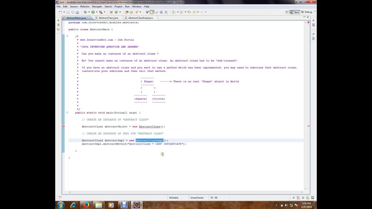 Java Interview Can You Create An Object Of An Abstract Class Youtube 1606