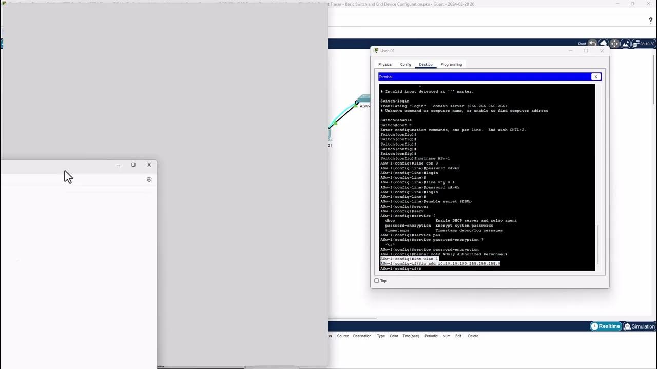 CCNA1-ITNv7 - 2.9.1 Packet Tracer - Basic Switch and End Device Configuration - YouTube