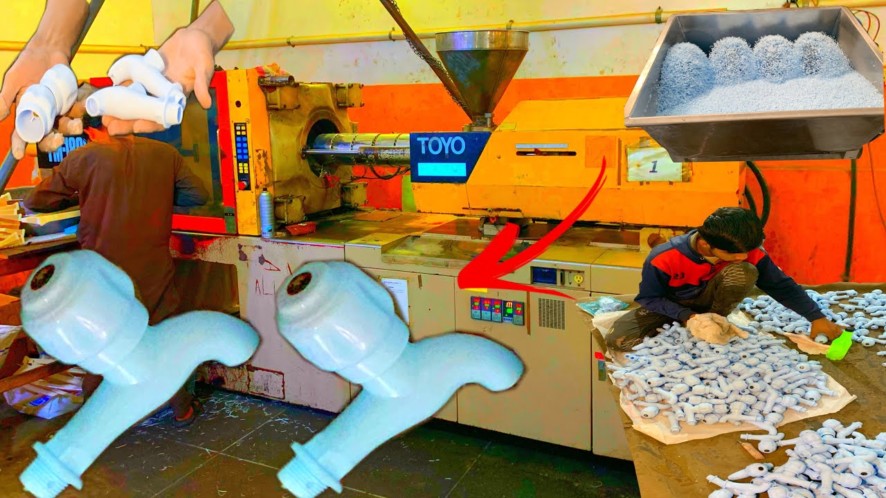 Amazing Process of Making Palstic Water Tap || Using Injection Molding ...