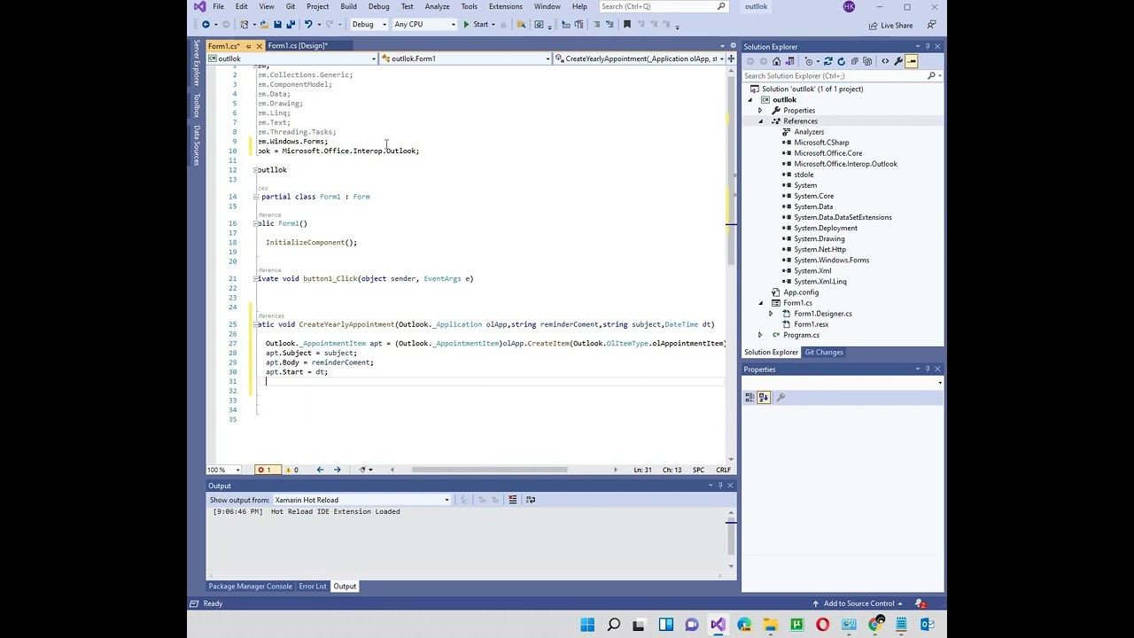 Appointment in outlook calender using winform C# - YouTube