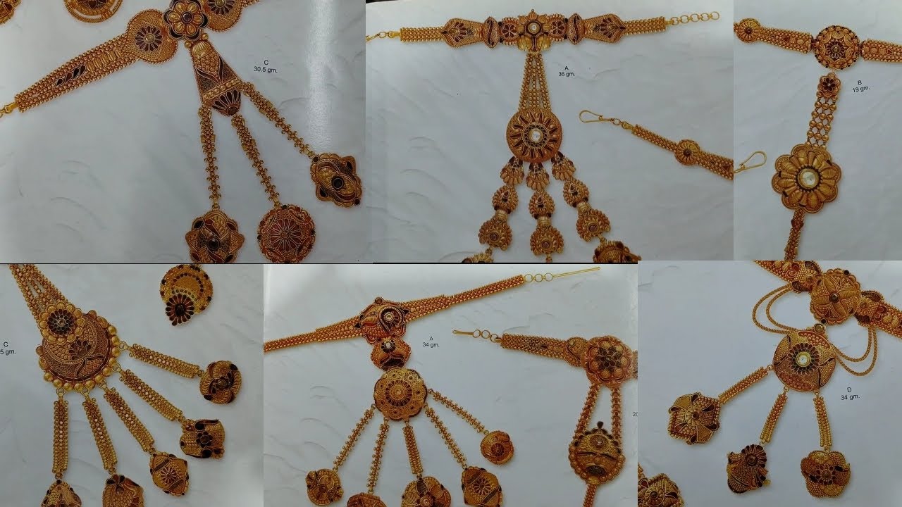 latest gold Hath Phool design| gold chik set design| gold mangalsutra ...